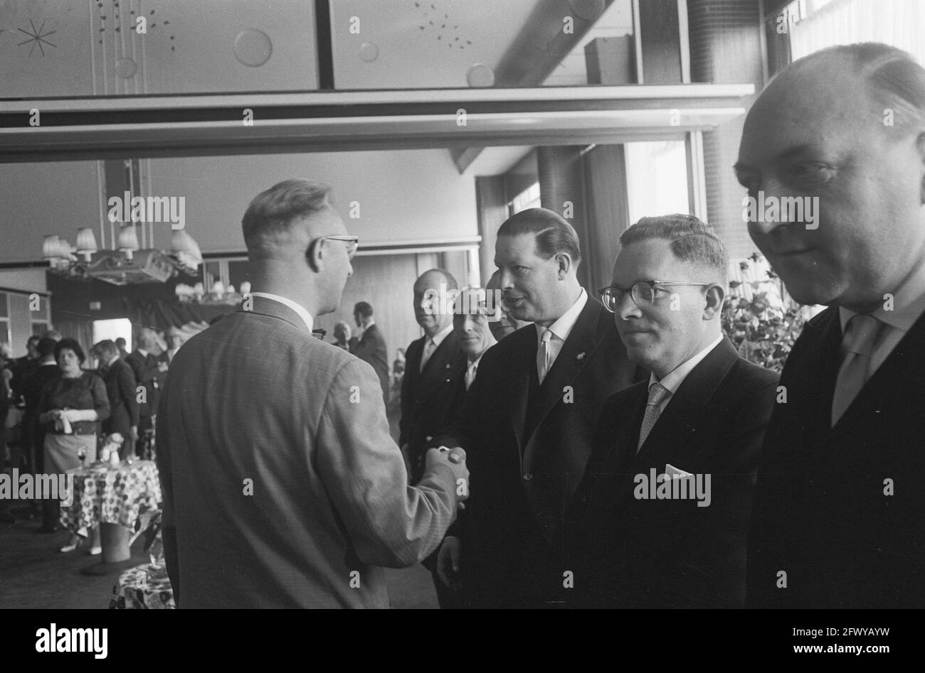 Reception 50-year Royal Dutch Billiards Union. Van t Hull congratulates ...