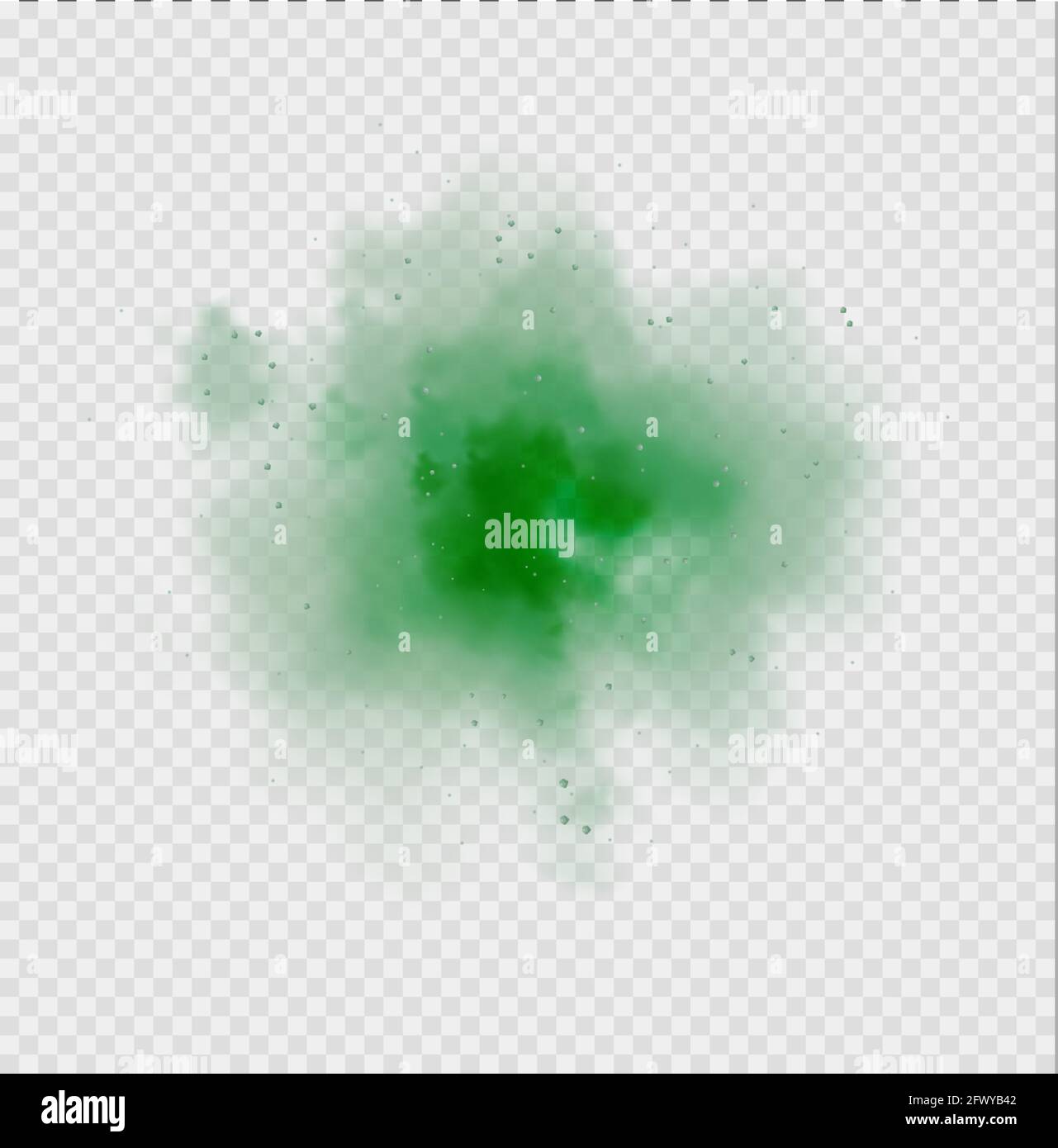 Green fog or smoke. Green dust with particles. Smoke or dust isolated ...