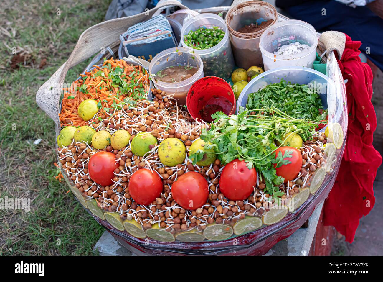 Chola chaat or Chana mixture. A street snack of kolkata It consists of ...