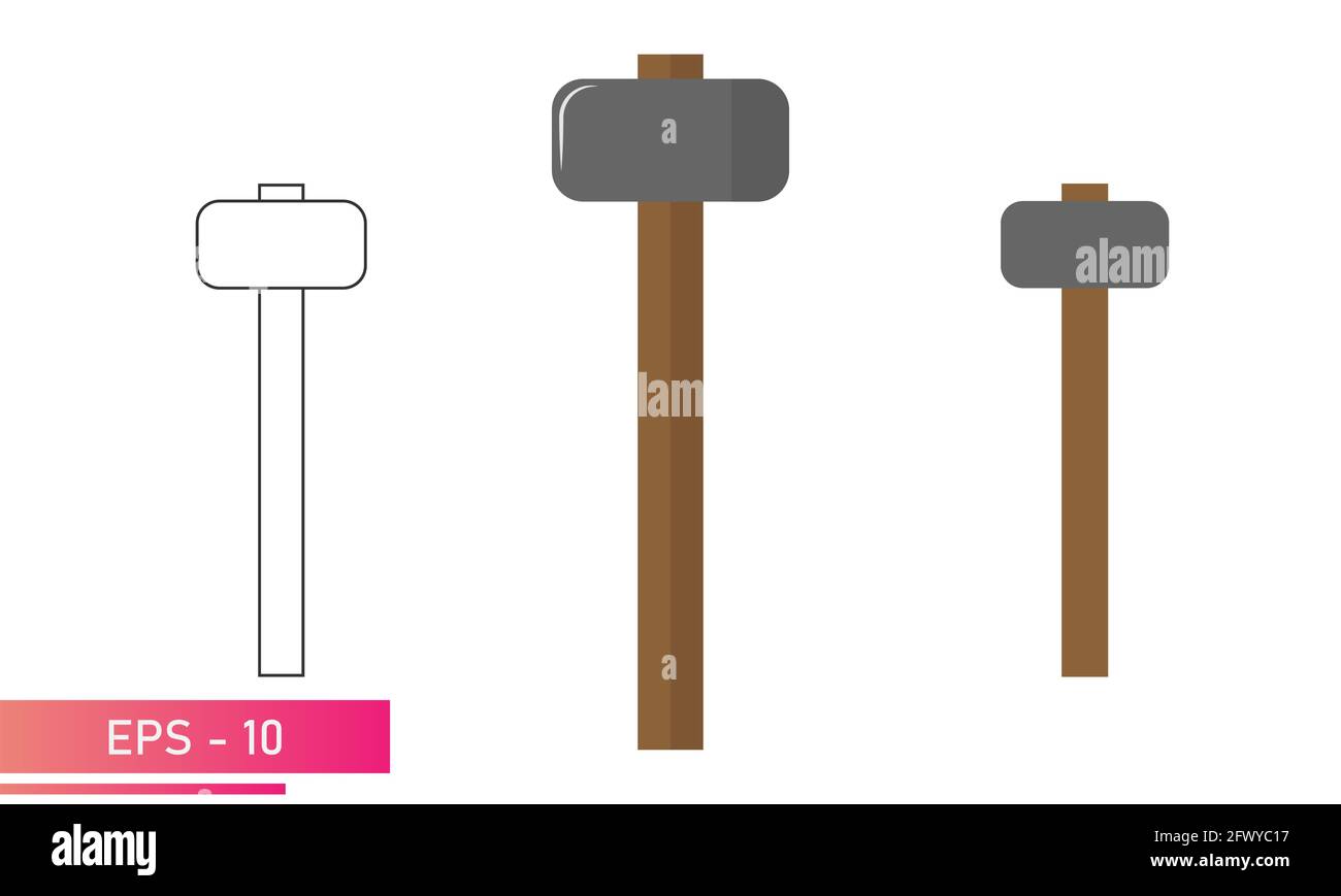 A set of sledgehammers, with rounded and smooth shapes. Realistic and ...