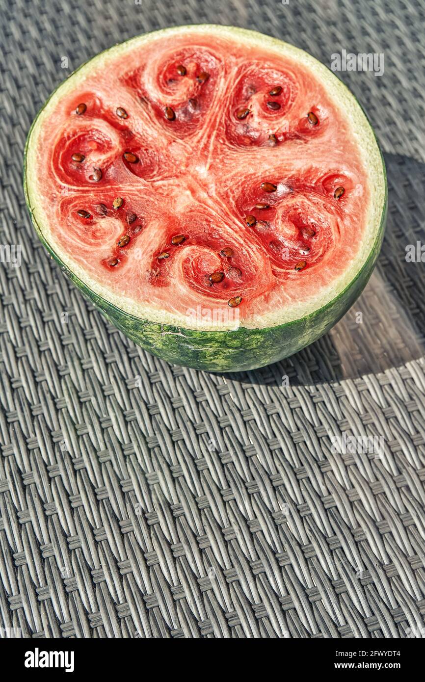 Closeup ripe watermelon lies on hi-res stock photography and images - Alamy