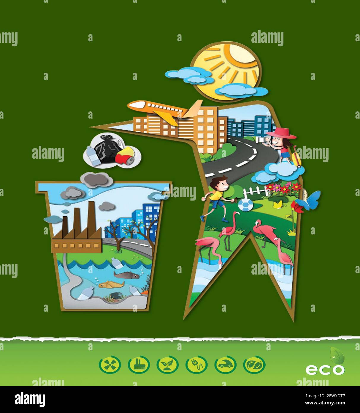 Save Earth Concept, Green Earth Layout Stock Photo - Alamy