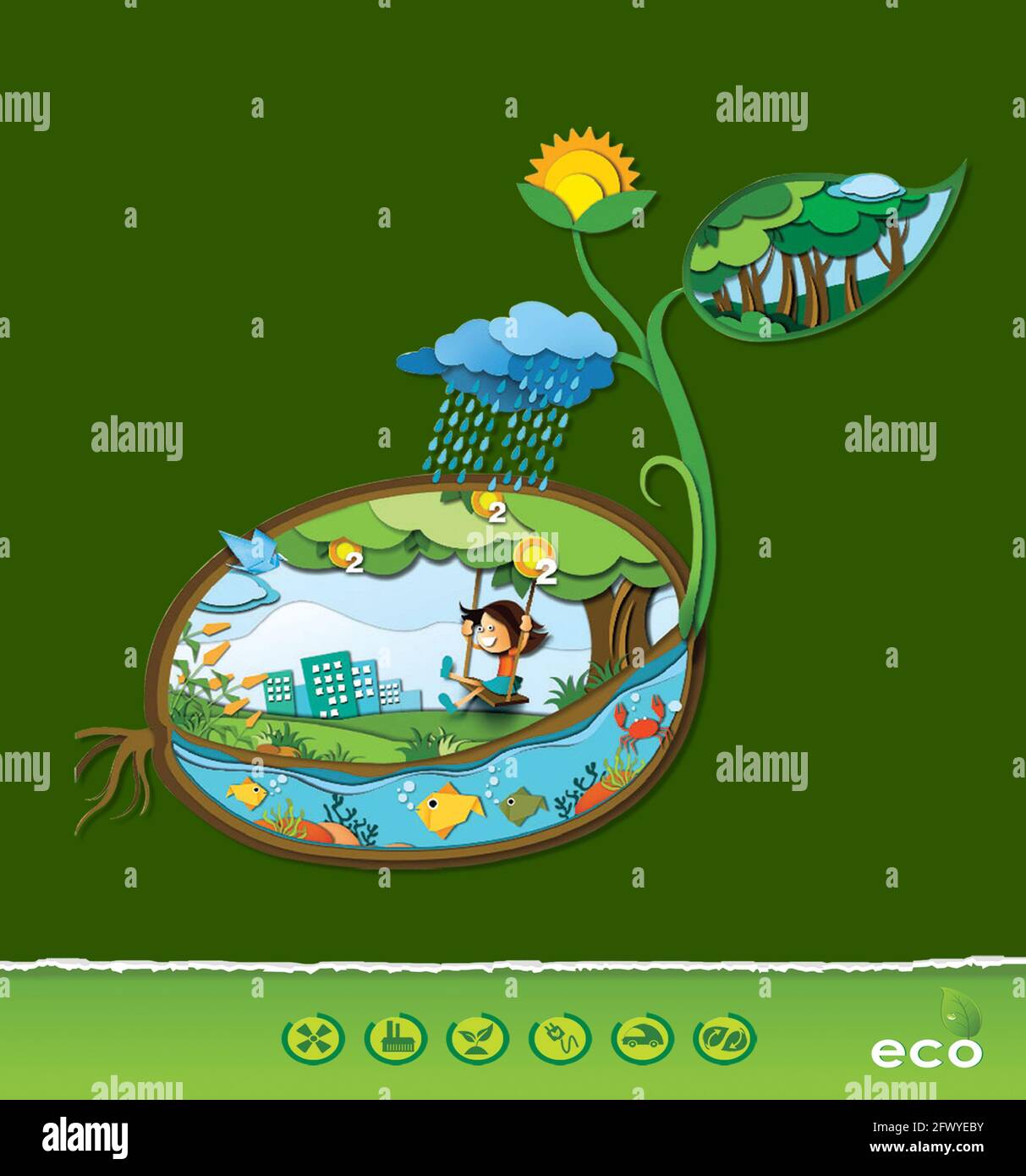 Save Earth Concept, Green Earth Layout Stock Photo - Alamy
