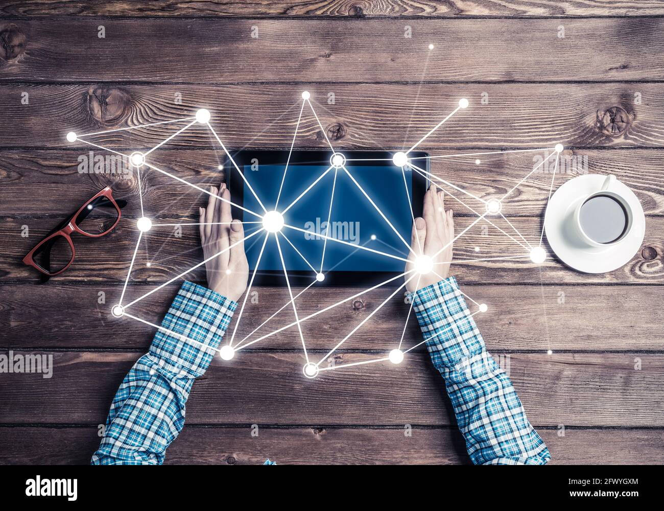 Concept of social communication and networking with social connection ...