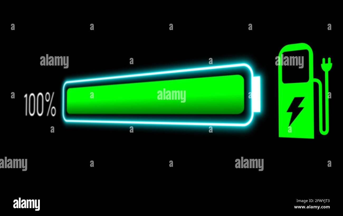 Electric car battery in active charging visionary dashboard . 3D ...