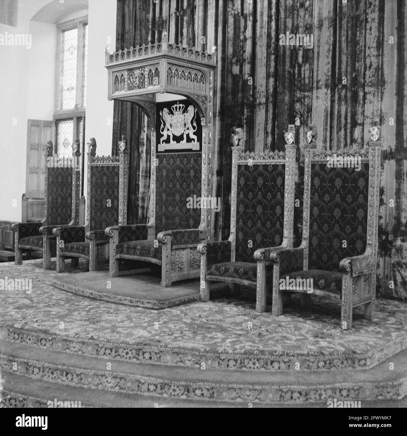 Knights' Hall: Preparations for opening States General . The five seats ...