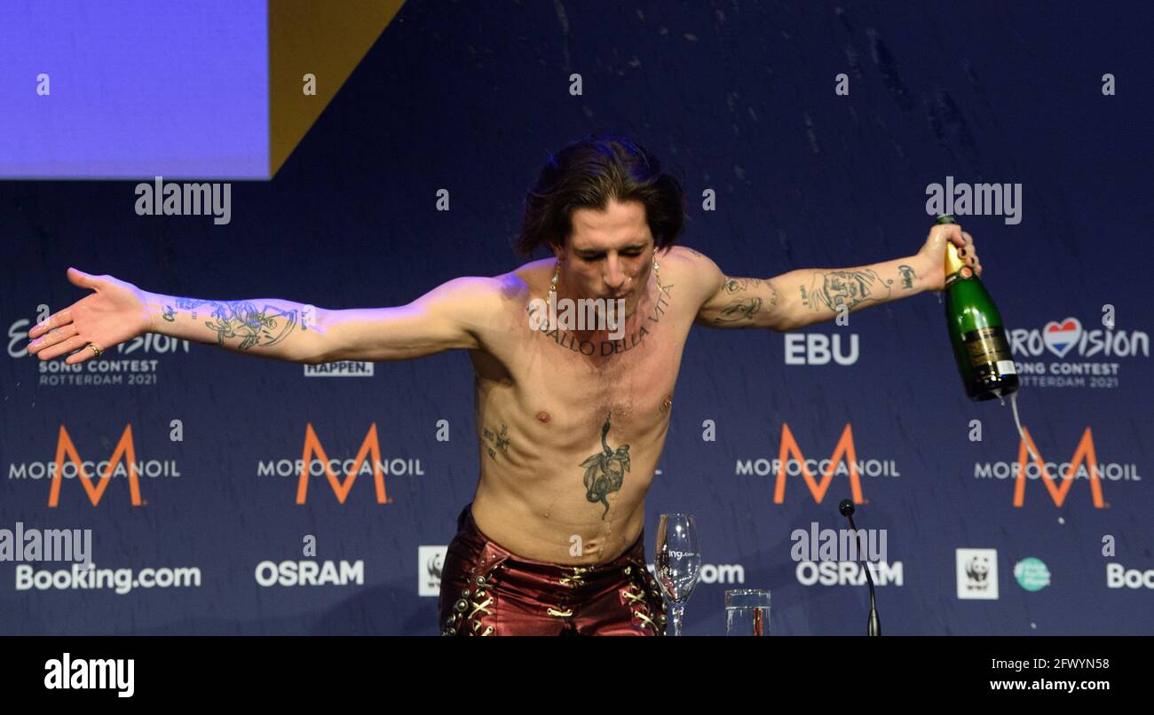 Rotterdam, Netherlands. 23rd May, 2021. Singer Damiano from the band ...