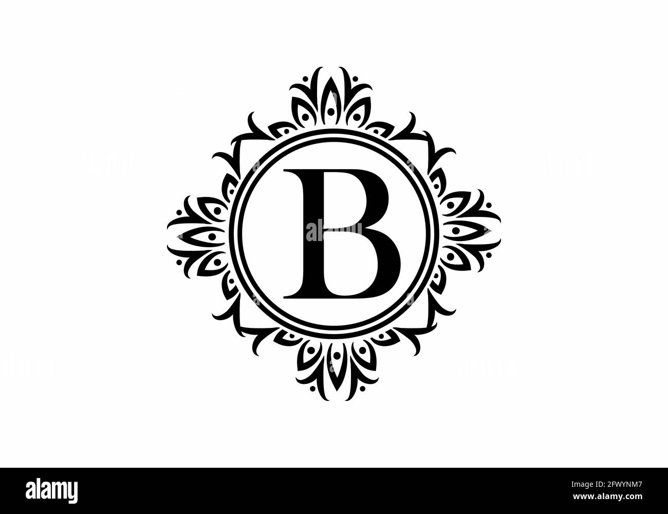 Black initial B letter in classic frame design Stock Vector Image & Art ...