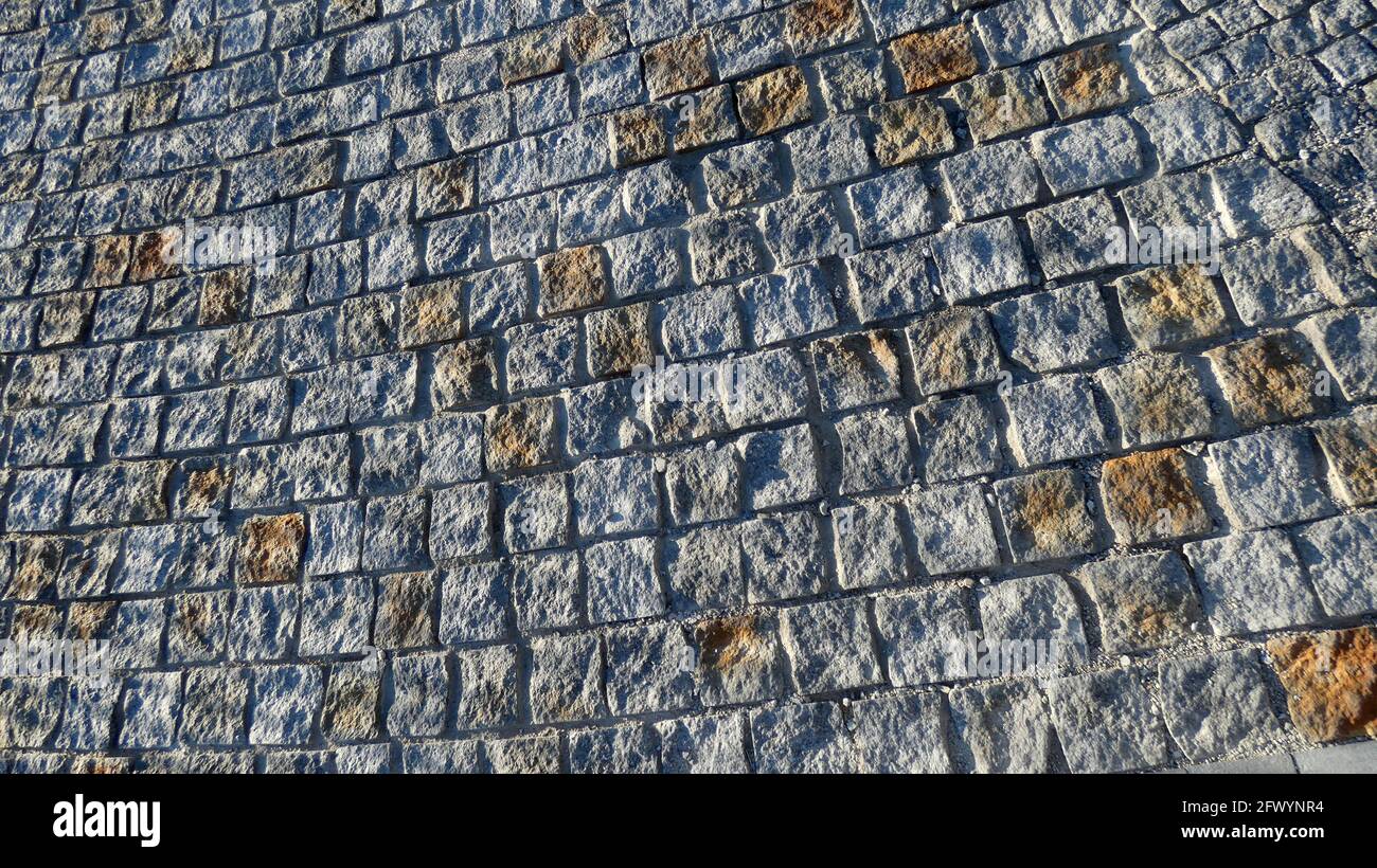 Cobble stone pattern with oxidized patches on Andalusian pathway Stock ...