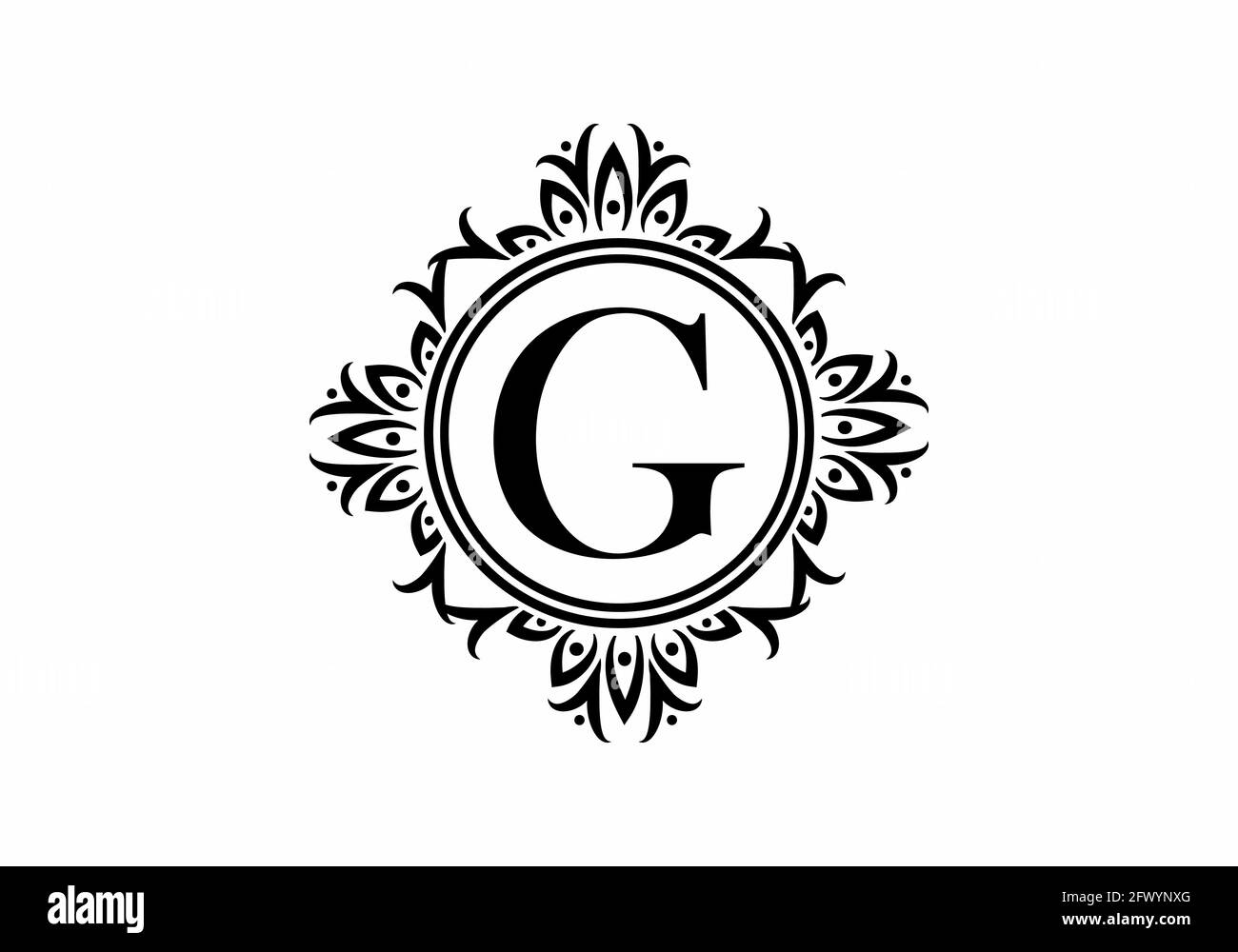 Black initial G letter in classic frame design Stock Vector Image & Art ...
