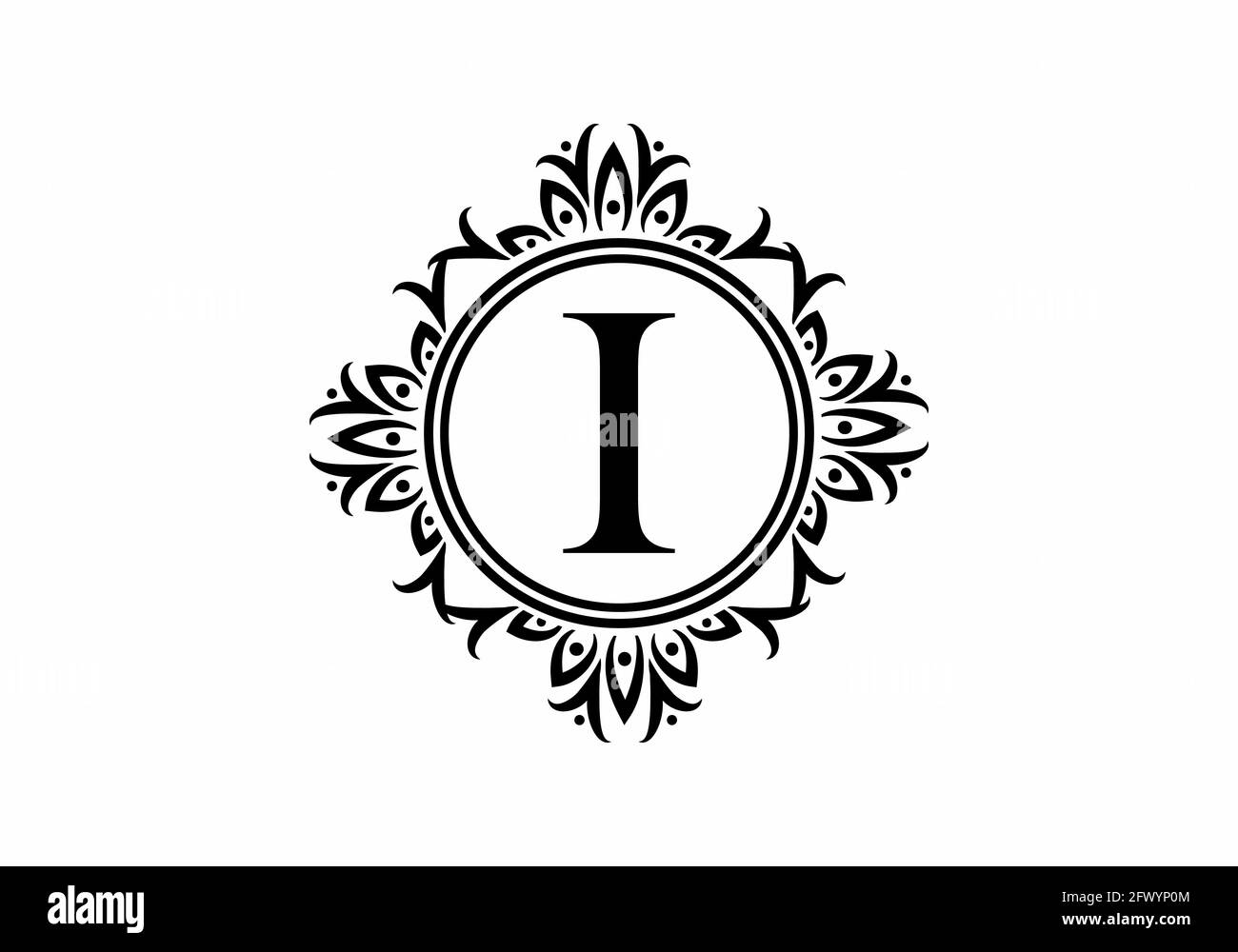 Black initial I letter in classic frame design Stock Vector Image & Art ...