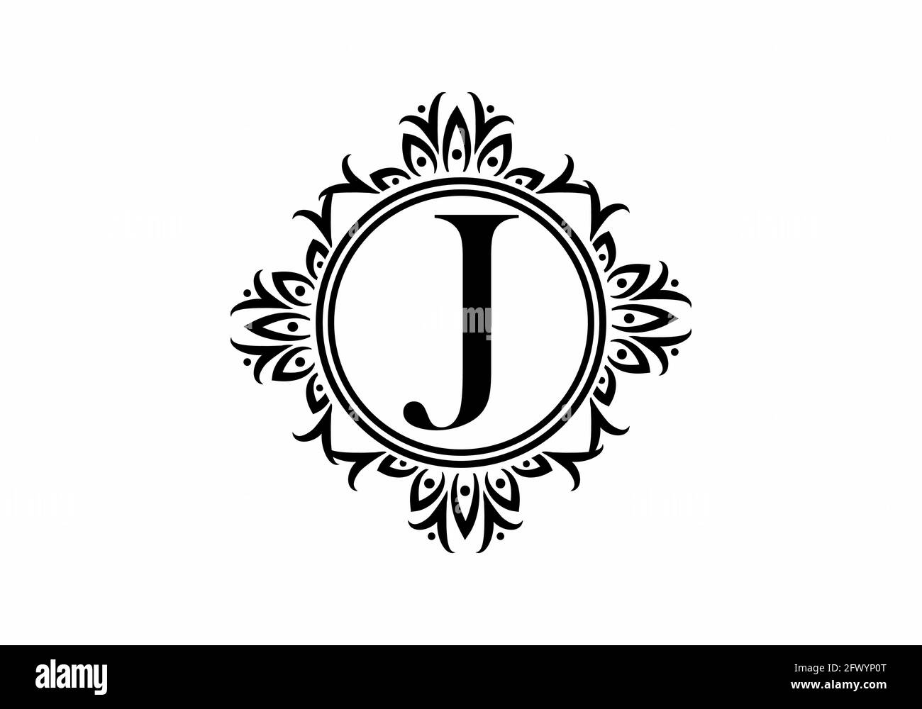 Black initial J letter in classic frame design Stock Vector Image & Art ...