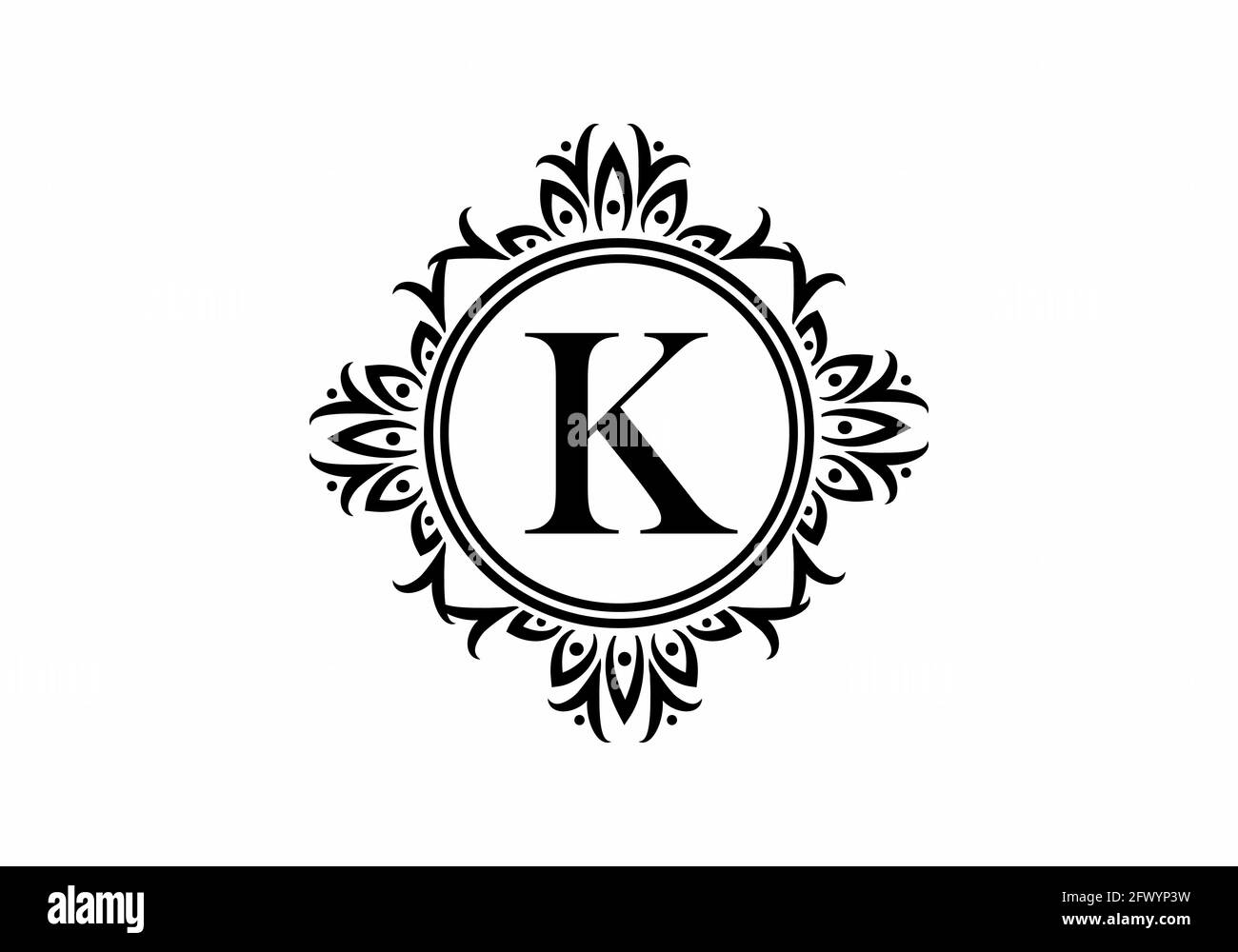 Black initial K letter in classic frame design Stock Vector Image & Art ...