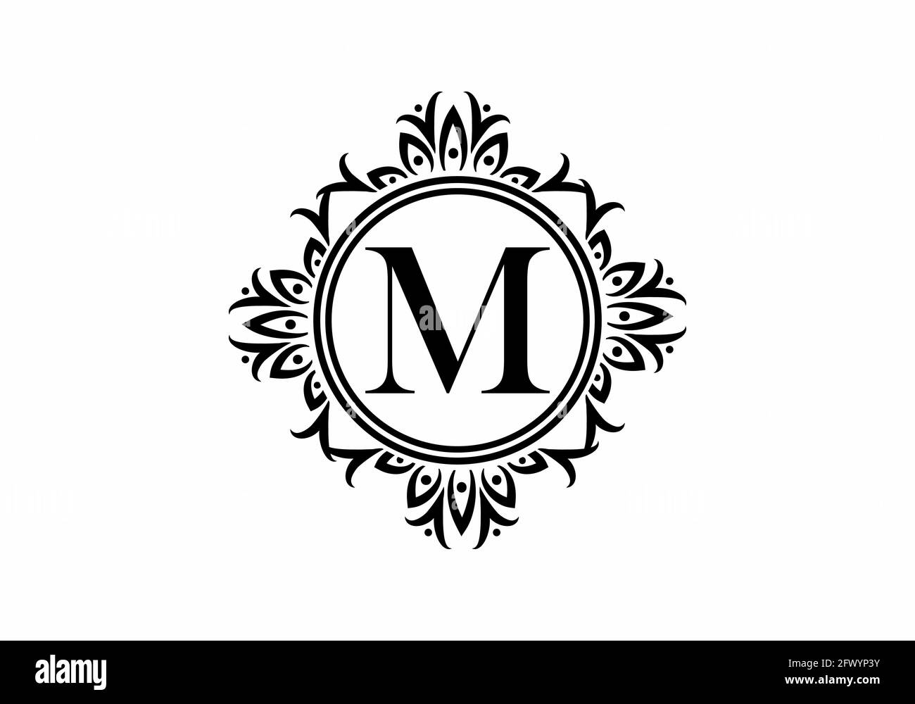 Black initial M letter in classic frame design Stock Vector Image & Art ...