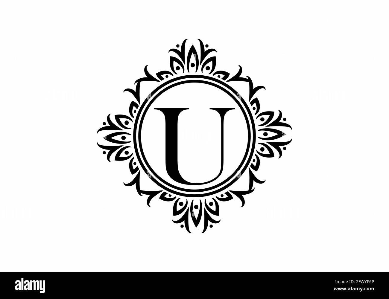 Black initial U letter in classic frame design Stock Vector Image & Art ...