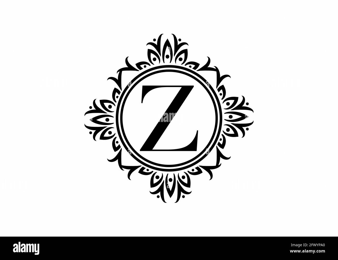 Black initial Z letter in classic frame design Stock Vector Image & Art ...