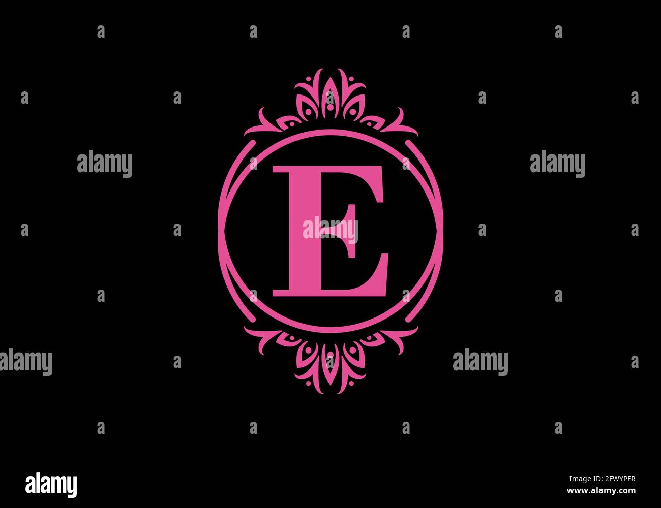 Pink black of E initial letter in classic frame design Stock Vector ...