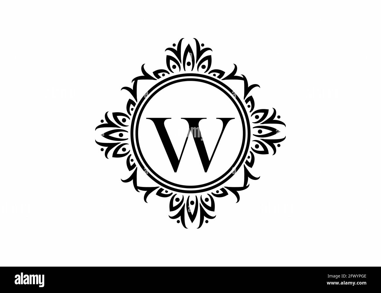 Black initial W letter in classic frame design Stock Vector Image & Art ...