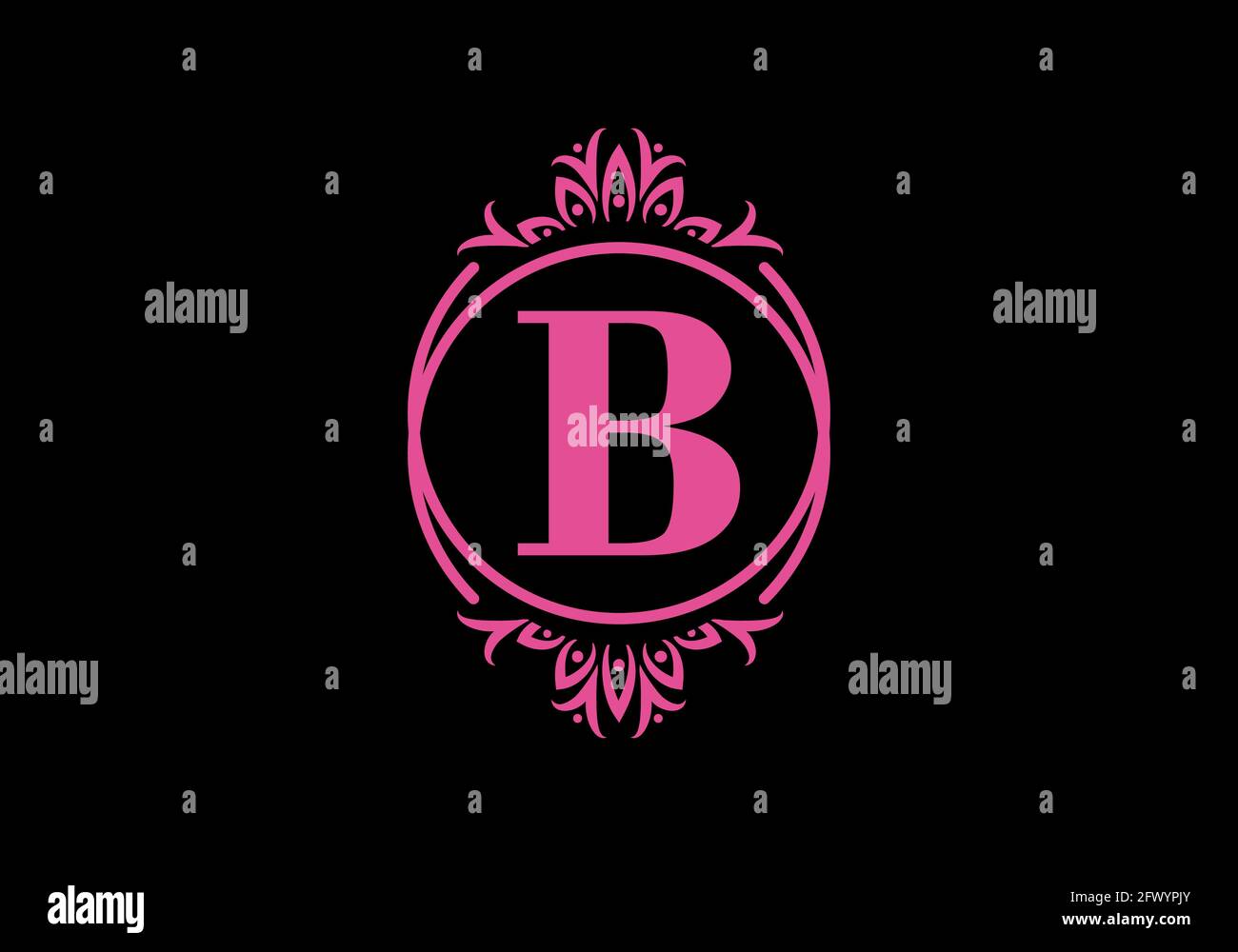Pink black of B initial letter in classic frame design Stock Vector ...