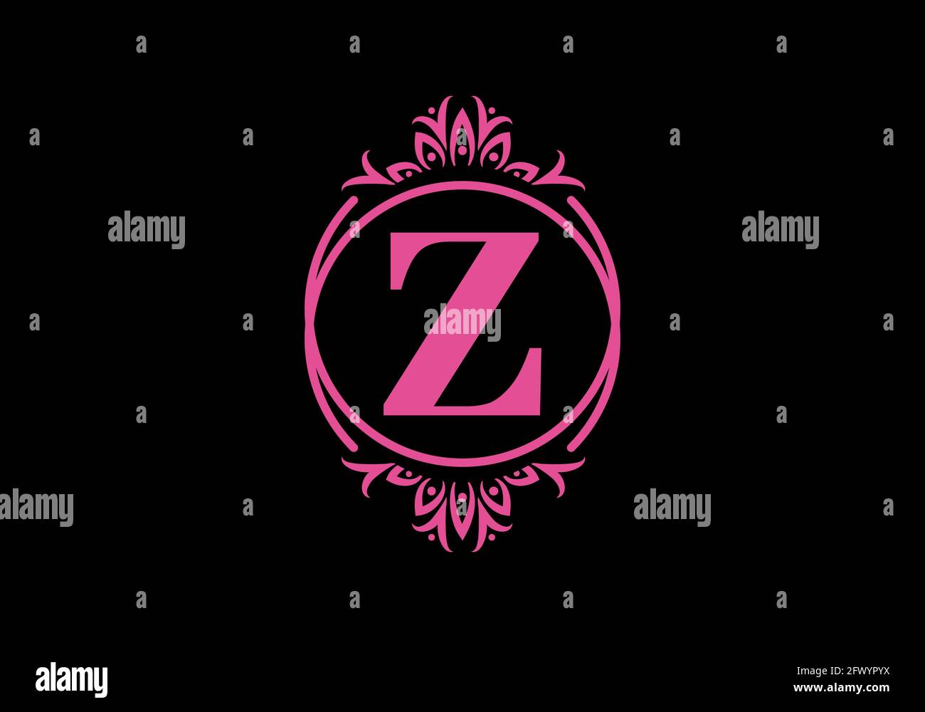 Pink black of Z initial letter in classic frame design Stock Vector ...
