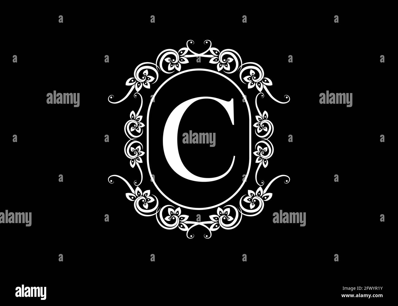 Black initial C letter in classic frame design Stock Vector Image & Art ...