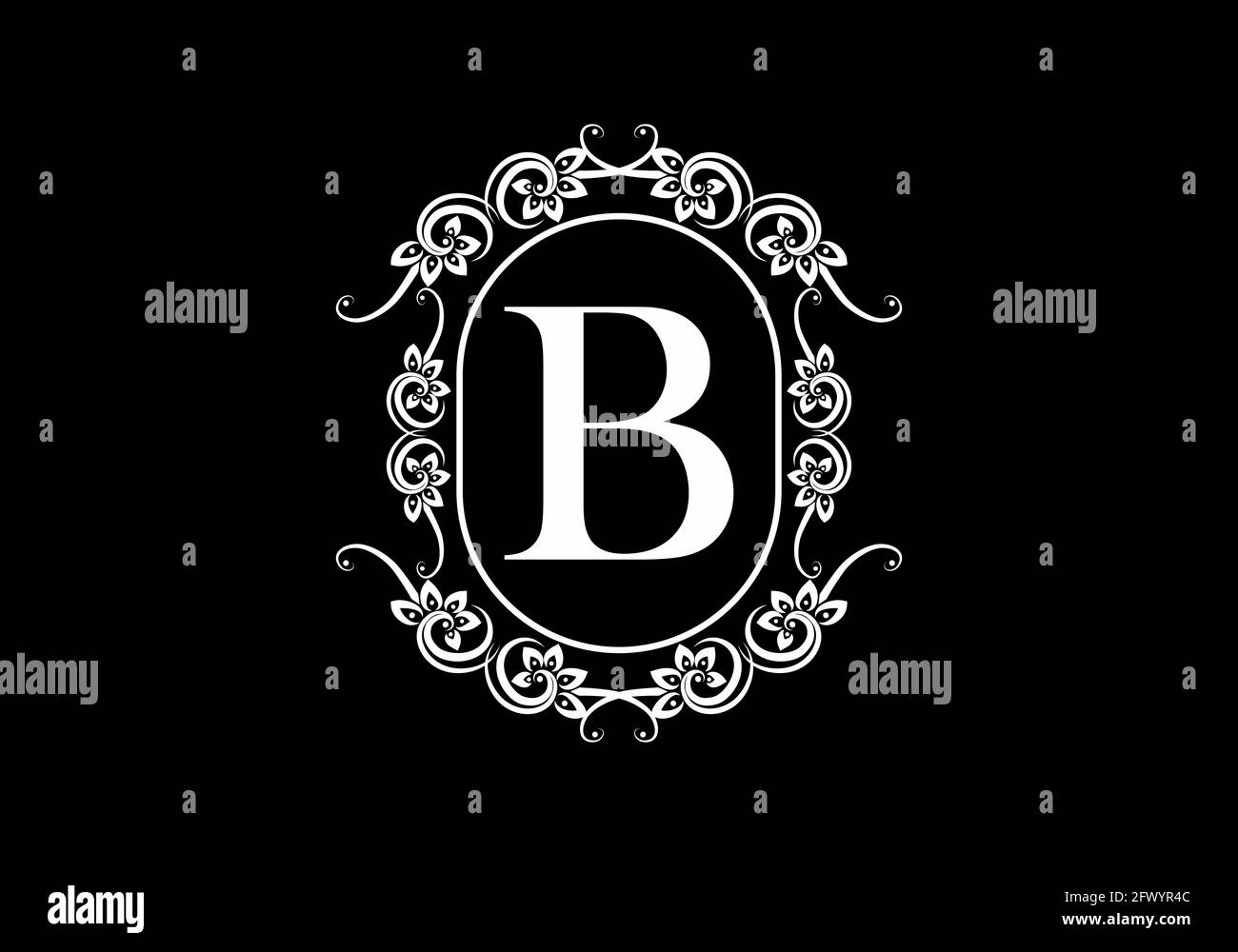 Black initial B letter in classic frame design Stock Vector Image & Art ...