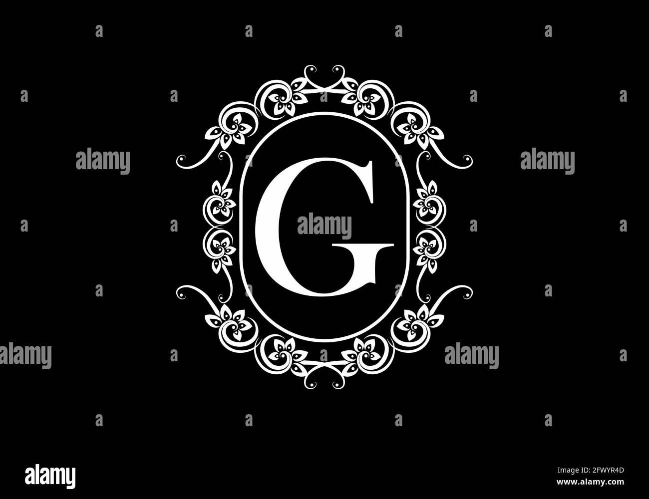 Black initial G letter in classic frame design Stock Vector Image & Art ...