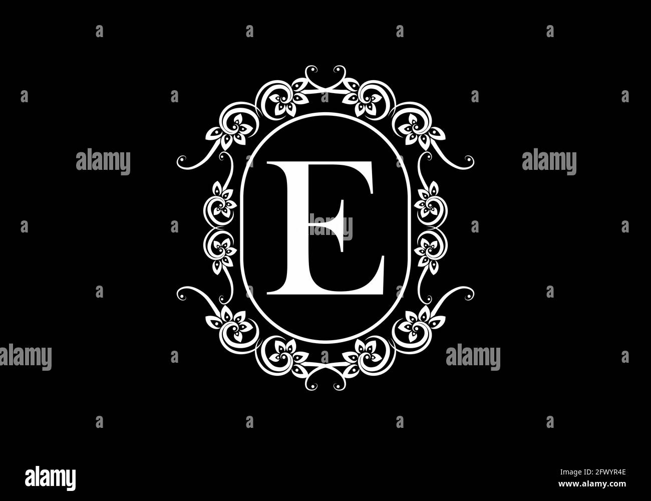 Black initial E letter in classic frame design Stock Vector Image & Art ...