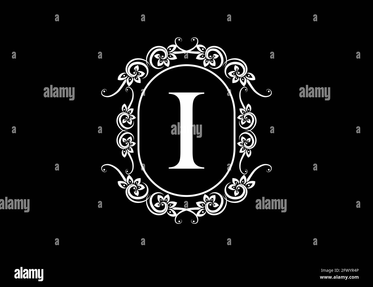 Black initial I letter in classic frame design Stock Vector Image & Art ...