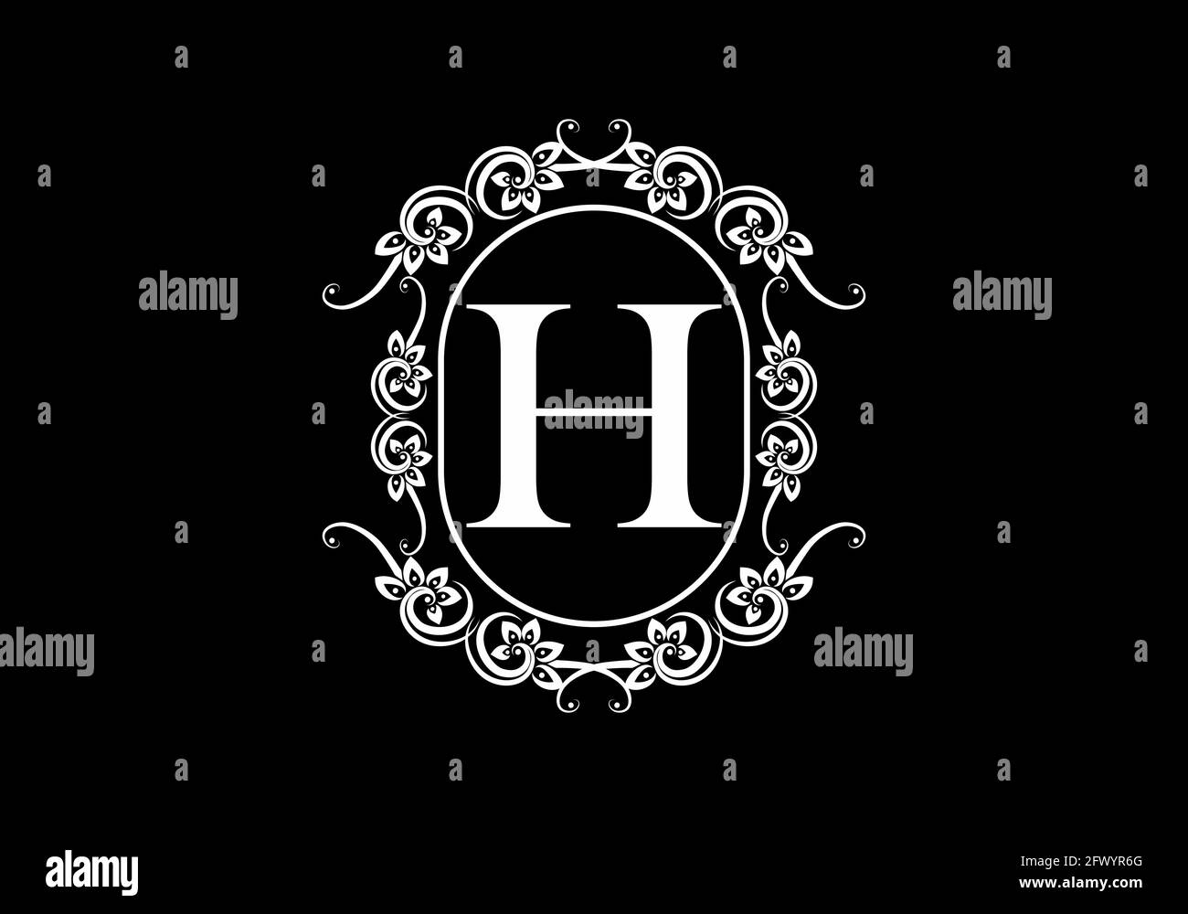 Black initial H letter in classic frame design Stock Vector Image & Art ...