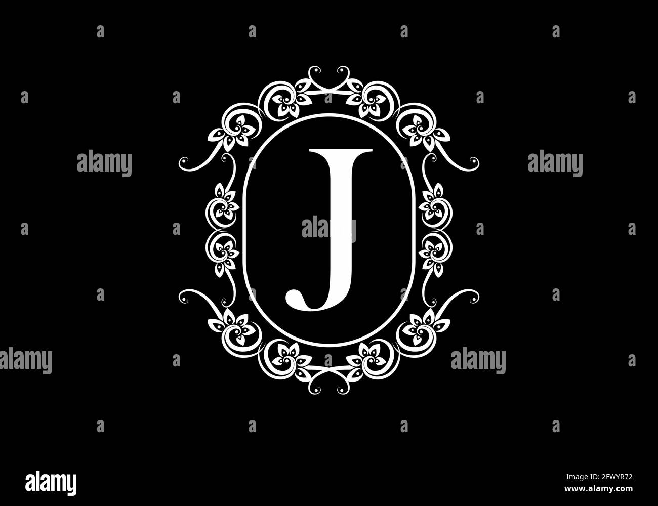 Black initial J letter in classic frame design Stock Vector Image & Art ...