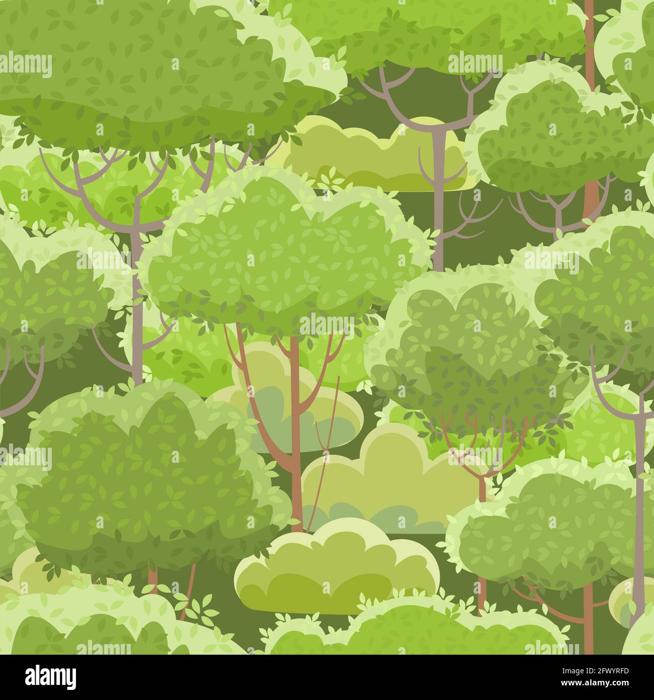 Rural summer beautiful landscape. Forest. Seamless pattern. Cartoon ...