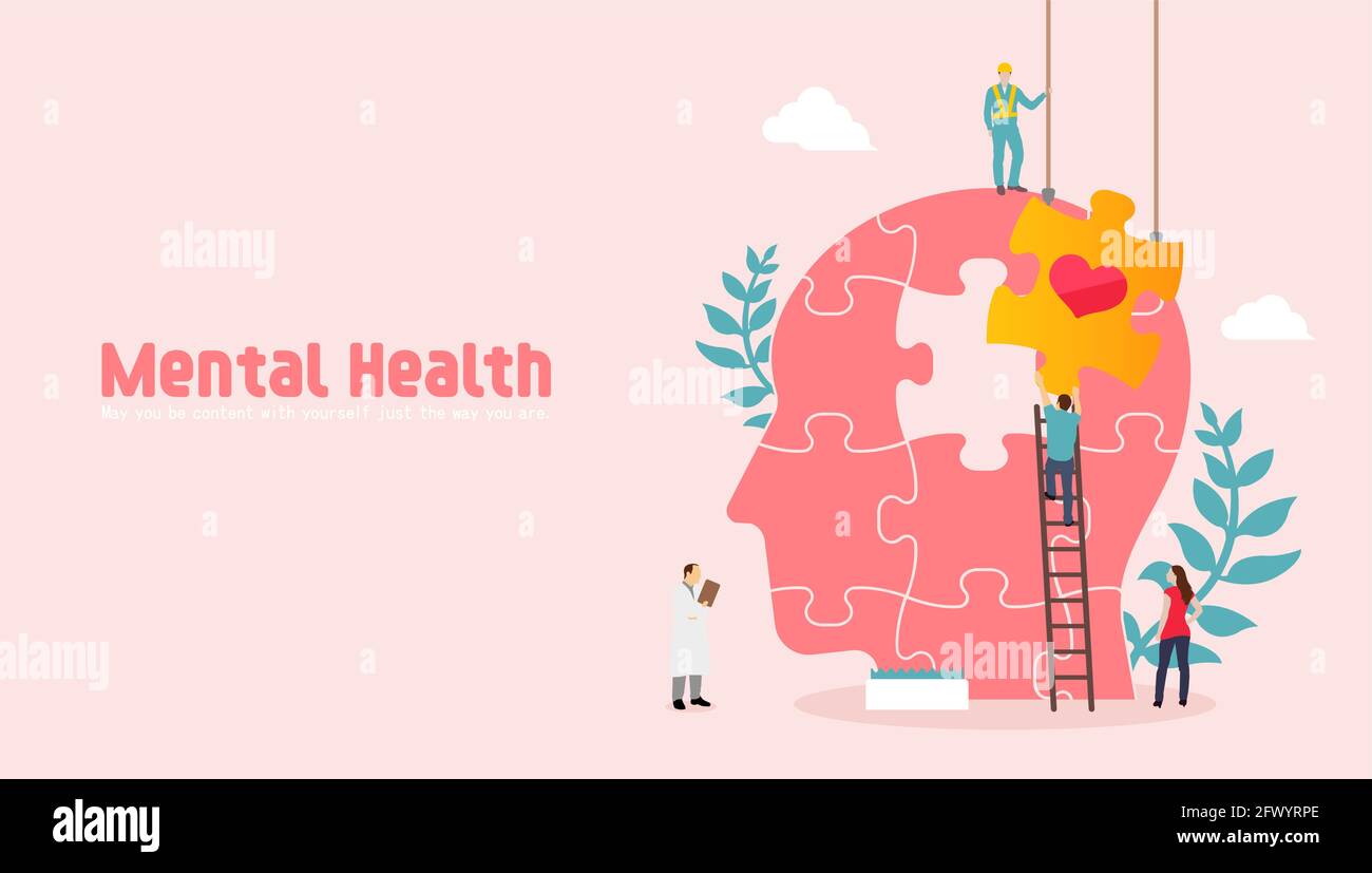 Mental health concept vector banner illustration Stock Vector Image ...