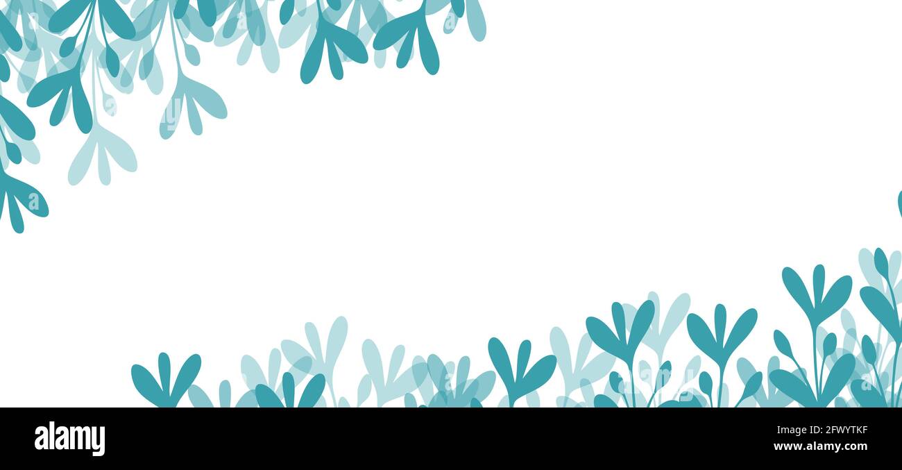 Floral web banner with drawn color exotic leaves. Nature concept design ...