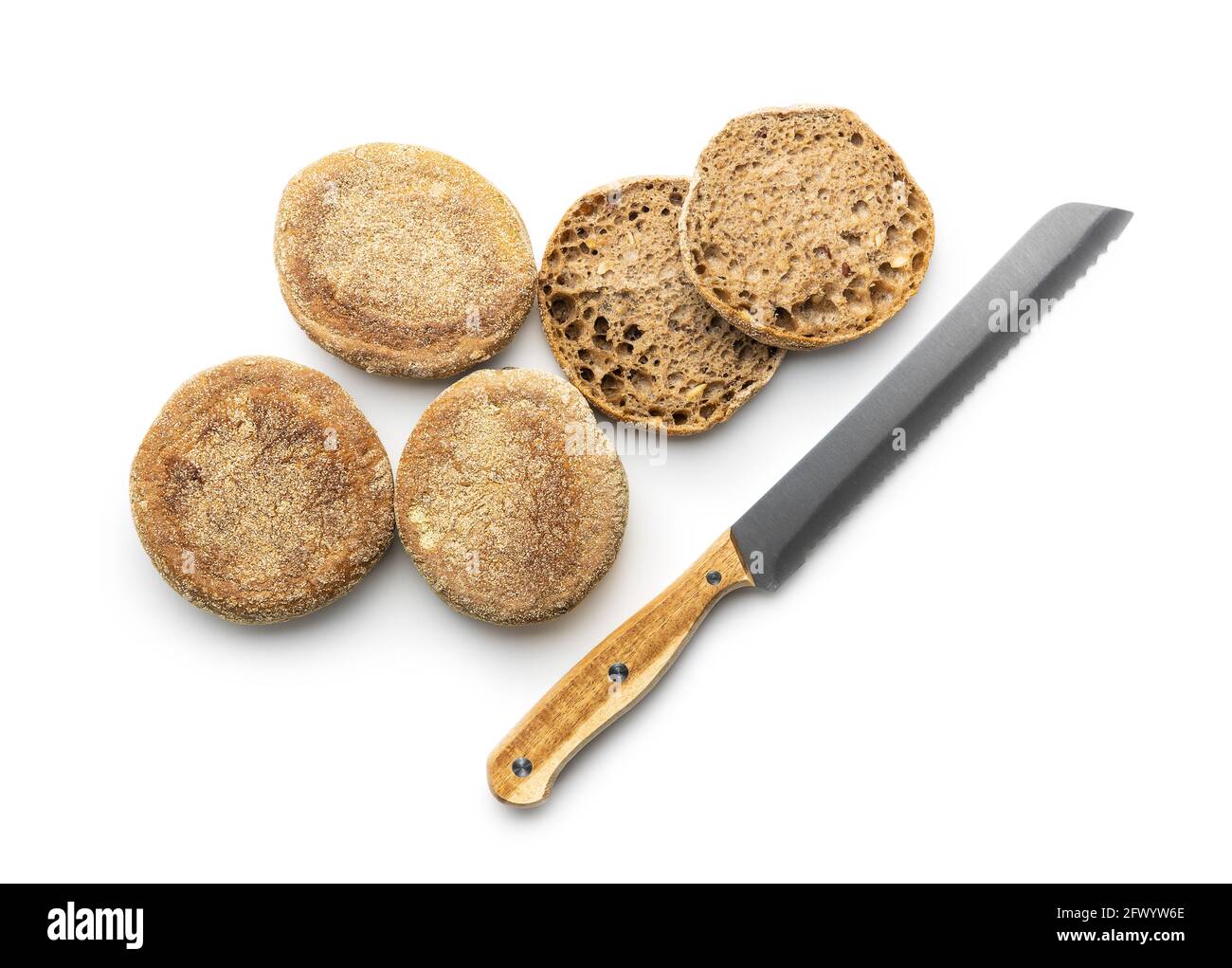 Toast bread buns isolated on white background Stock Photo - Alamy