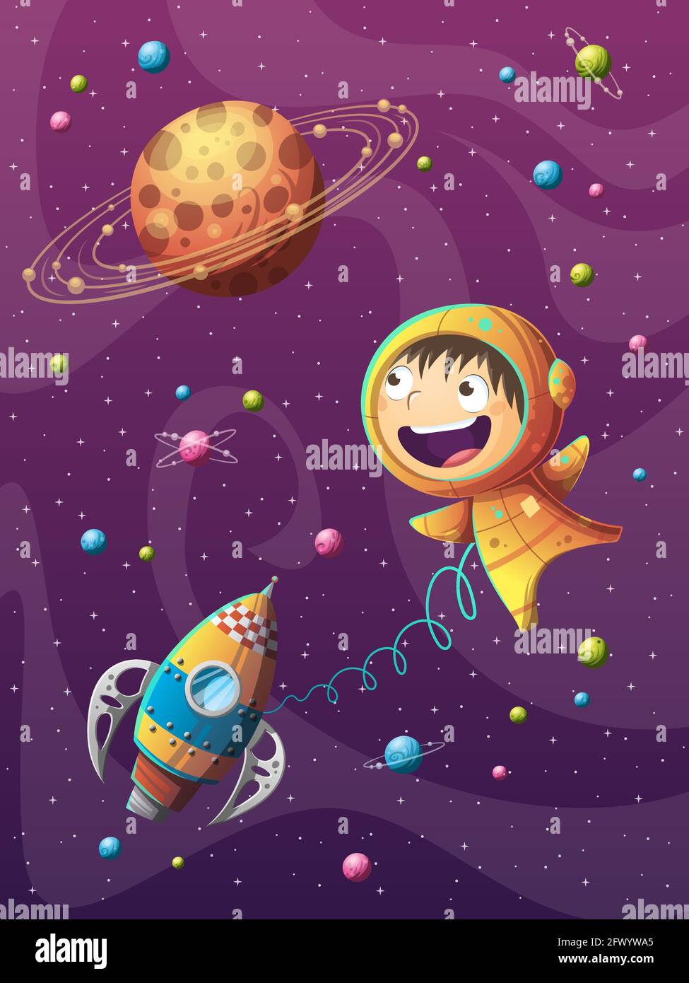 Child Experiences Adventure in Space Stock Vector Image & Art - Alamy