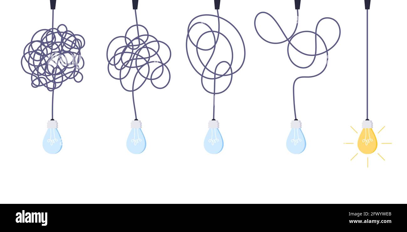 Chaos simplifying, problem solving and business solutions idea searching concept vector ...
