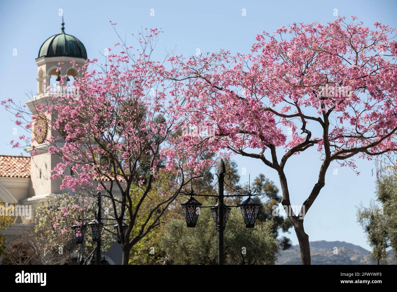 Springtime view of the historic downtown area of Thousand Oaks ...