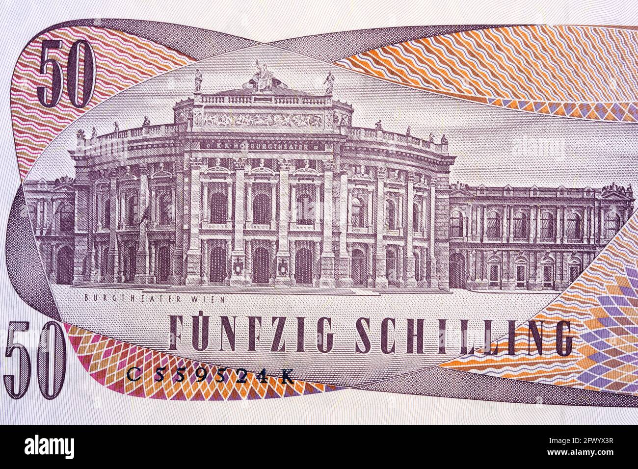 Burgtheater in Vienna from old Austrian money Stock Photo - Alamy