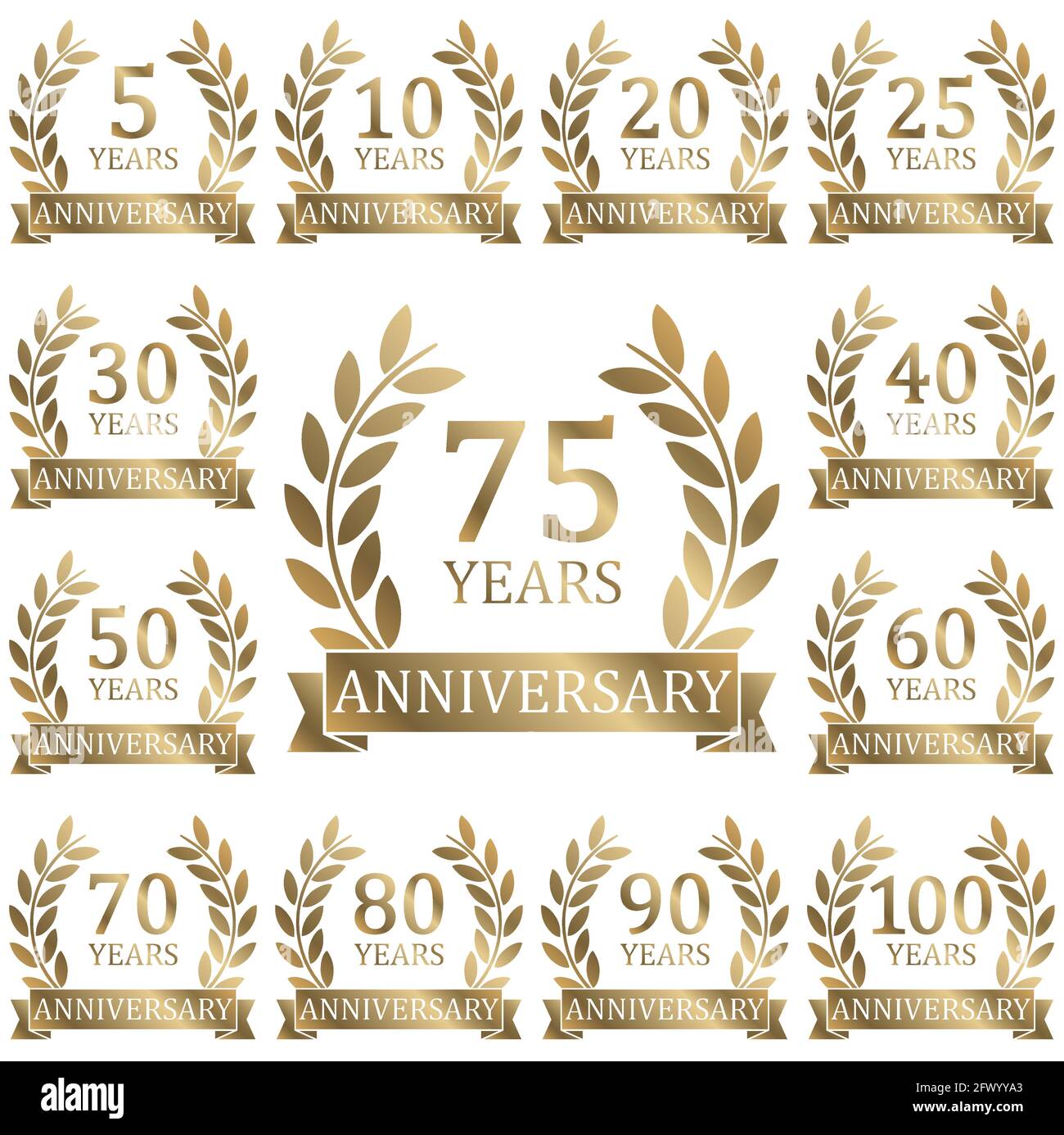eps vector file with golden laurel wreath collection on white ...