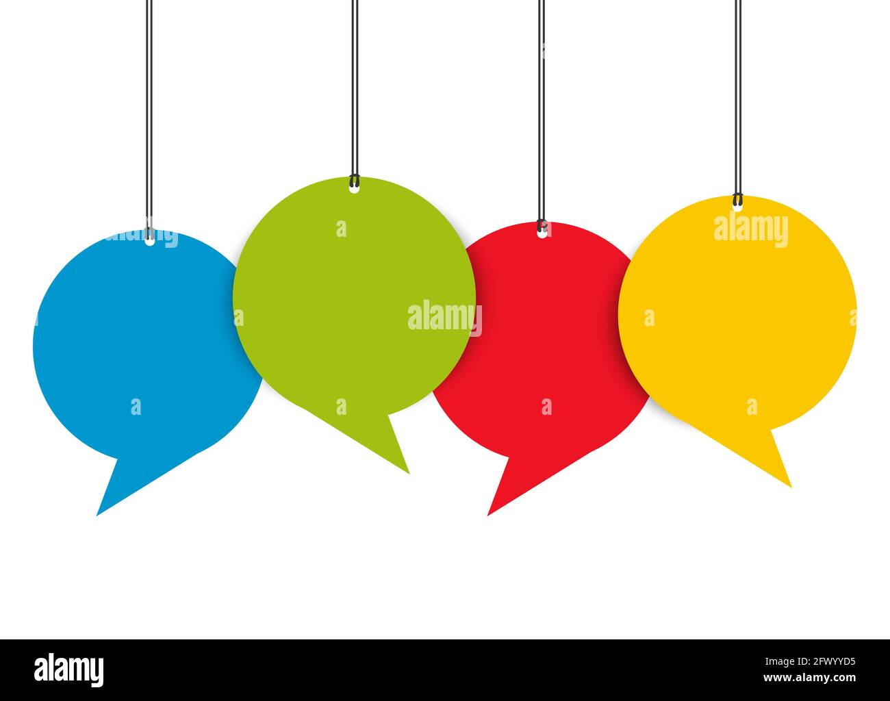 EPS 10 vector illustration of colored speech bubble hang tags isolated ...