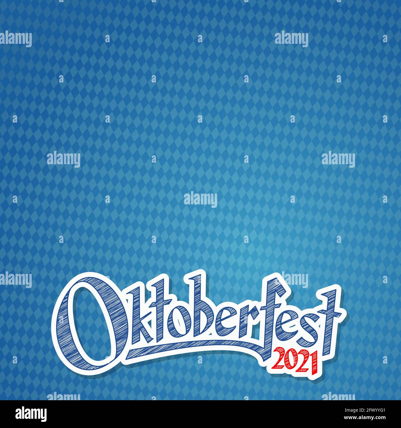 Oktoberfest background with blue-white checkered pattern and text ...