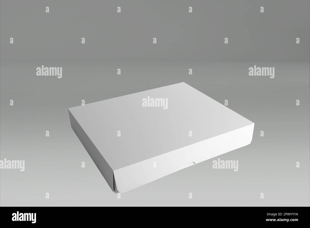 3d rendering of a white rectangle box with a closed lid on gray ...