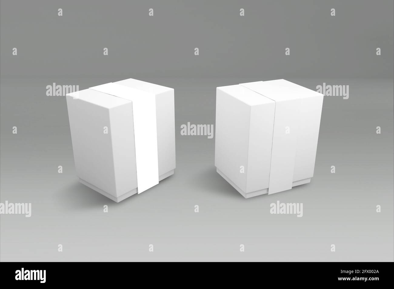 3d rendering of a white rectangle box with a closed lid on gray ...