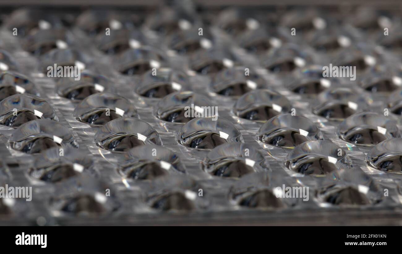 Transparent plastic small cells background. Bubble-like metallic ...