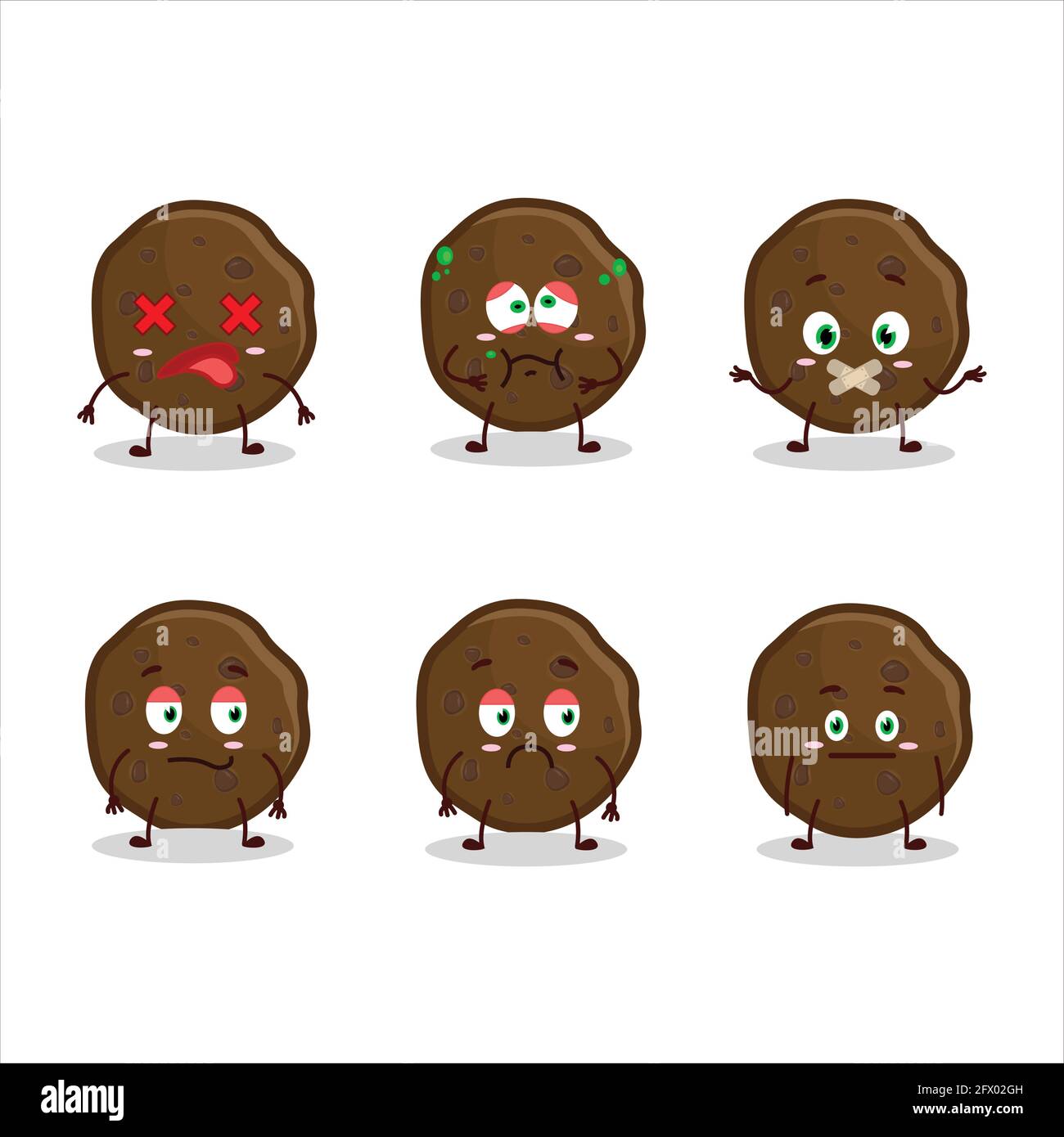 Chocolate cookies cartoon character with nope expression. Vector ...