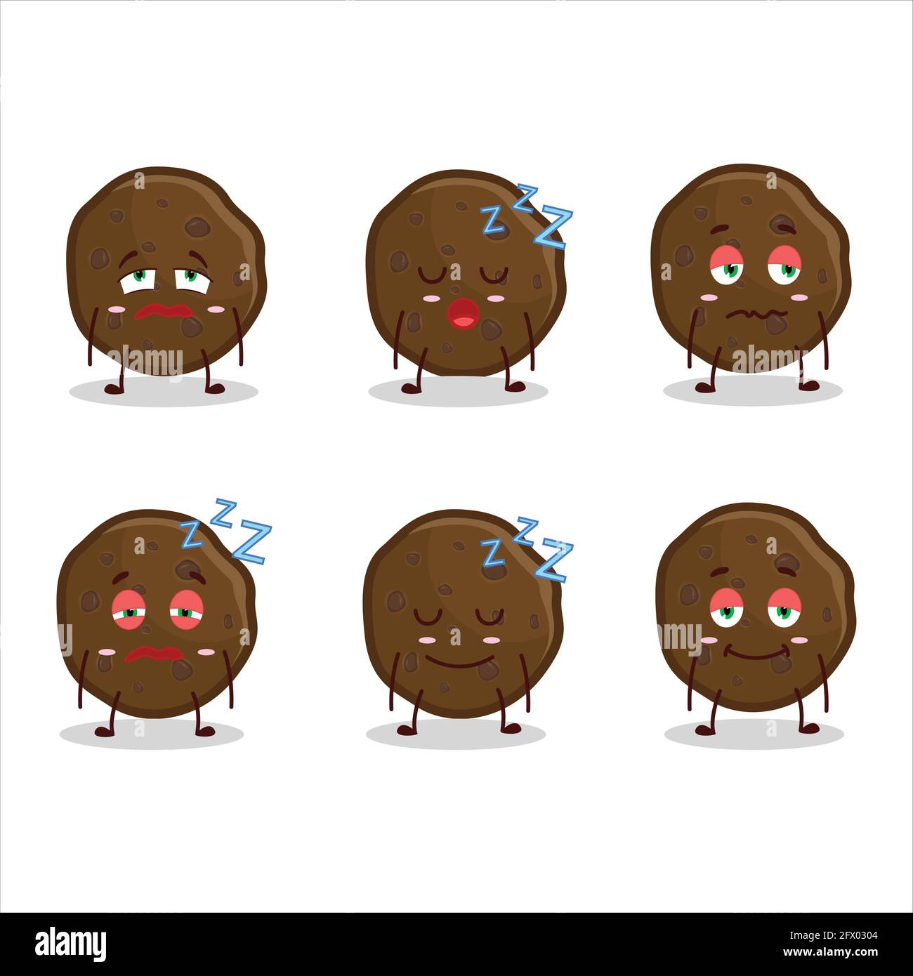 Cartoon character of chocolate cookies with sleepy expression. Vector ...