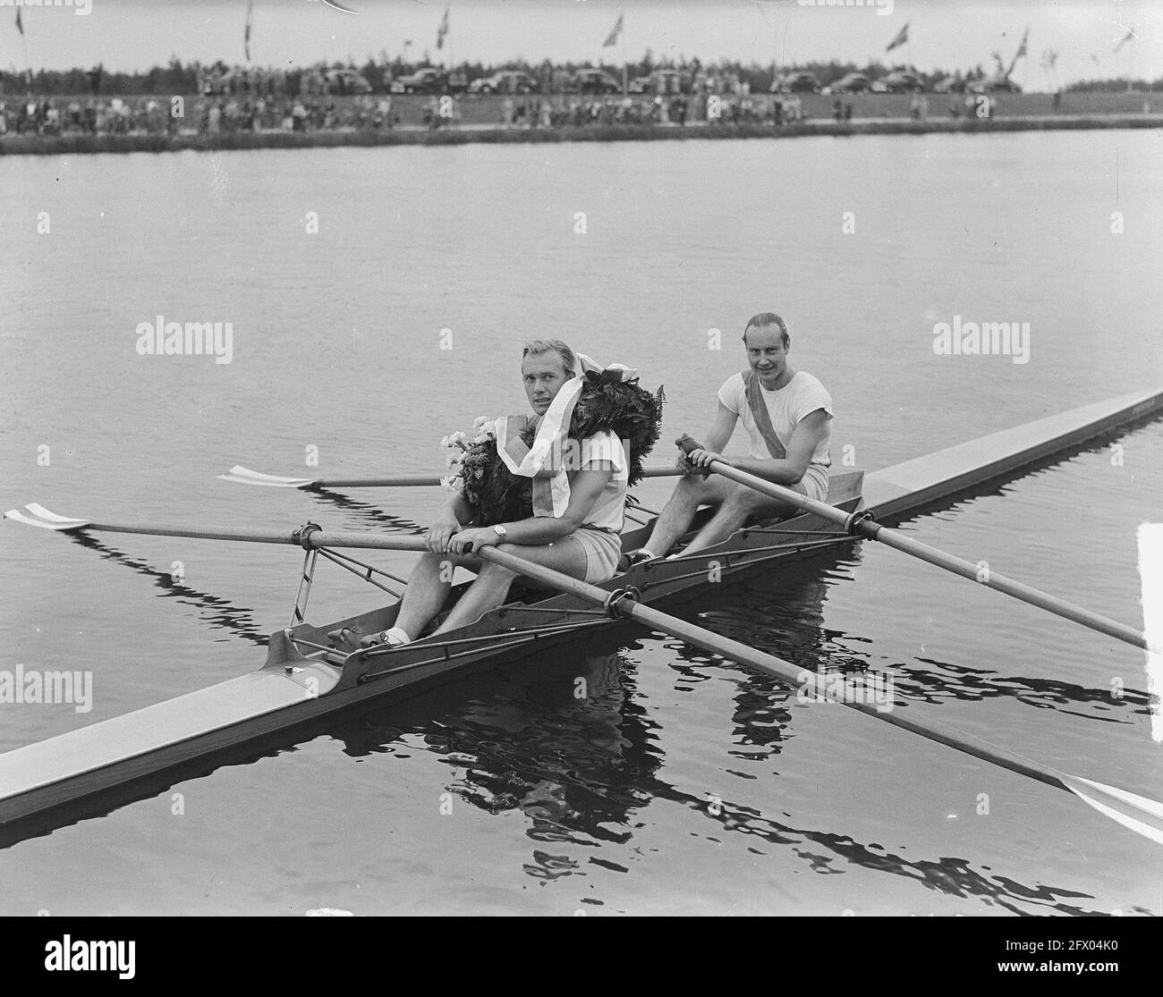 European Rowing Camp Bosbaan in 1949, winner double two the Danes ...