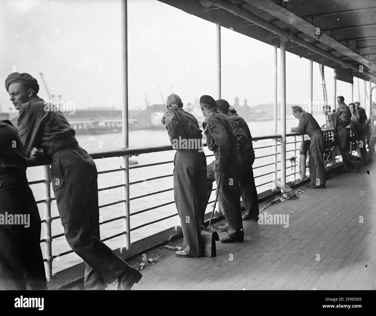 ships, deck, soldiers, railings, August 20, 1948, deck, railings, ships ...