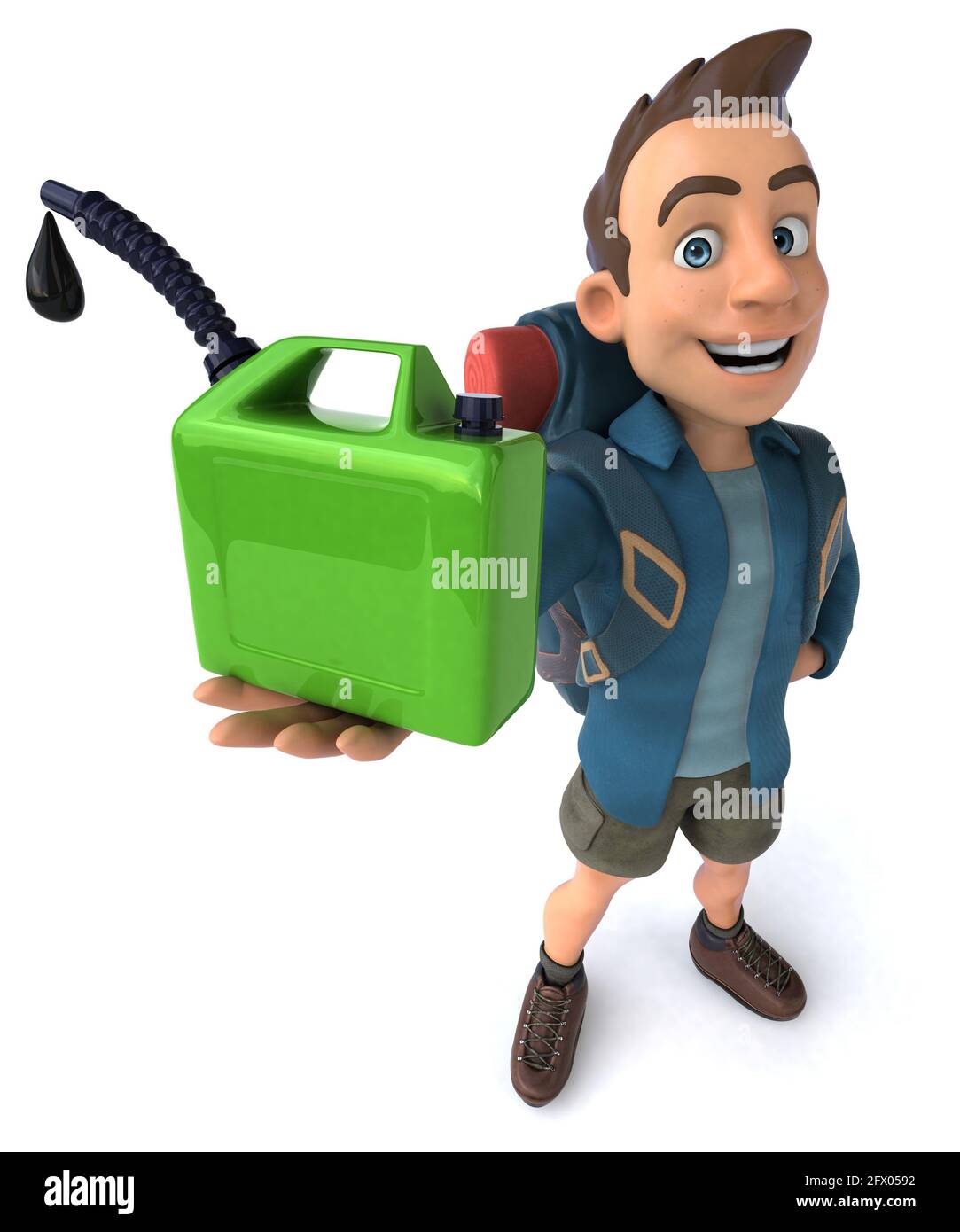 Fun illustration of a 3D cartoon backpacker Stock Photo - Alamy